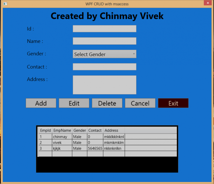 Crud Using Wpf And Ms Access Sourcecodester